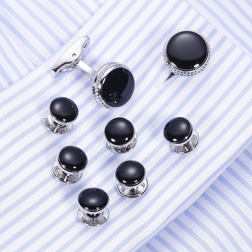 Silvery Cufflinks and Studs | YWBUTTON | Gents Bespoke Store